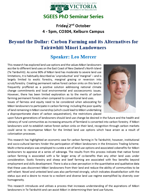Beyond the dollar: carbon farming and its alternatives for Tairāwhiti ...